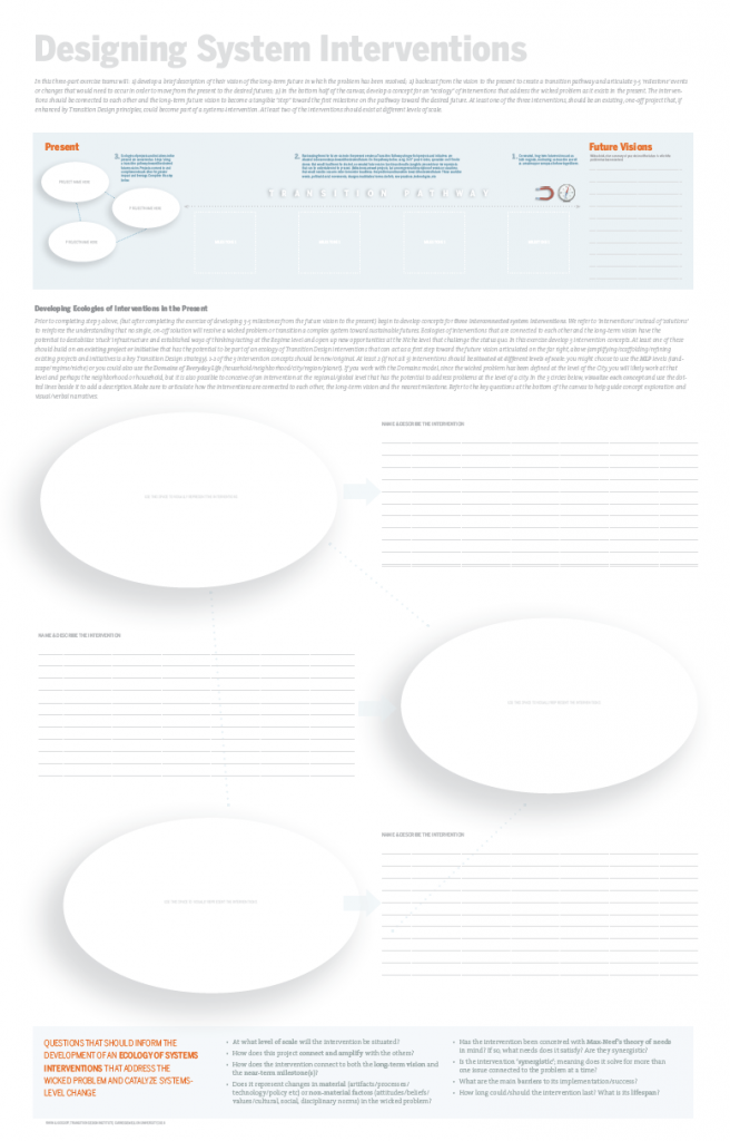 Designing Systems Interventions – Transition Design Seminar CMU